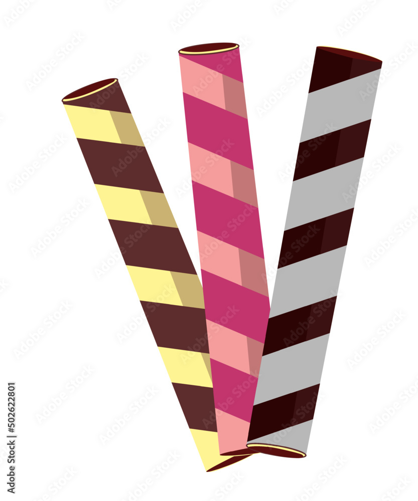 Set of wafer rolls in various different cream filling, vector ...