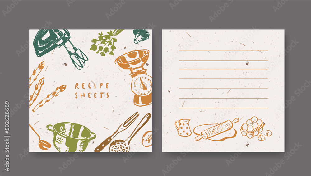 Blank sticker pages for making notes about meal preparation and cooking ...