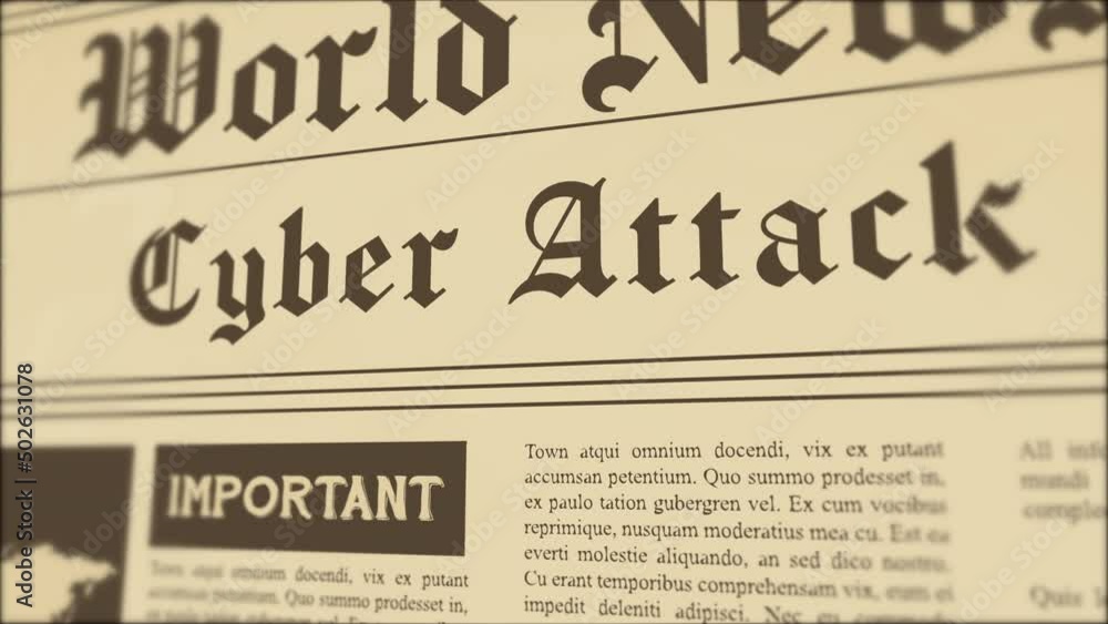 cyber attack concept animation - Headline Printing, Newspaper pages in ...