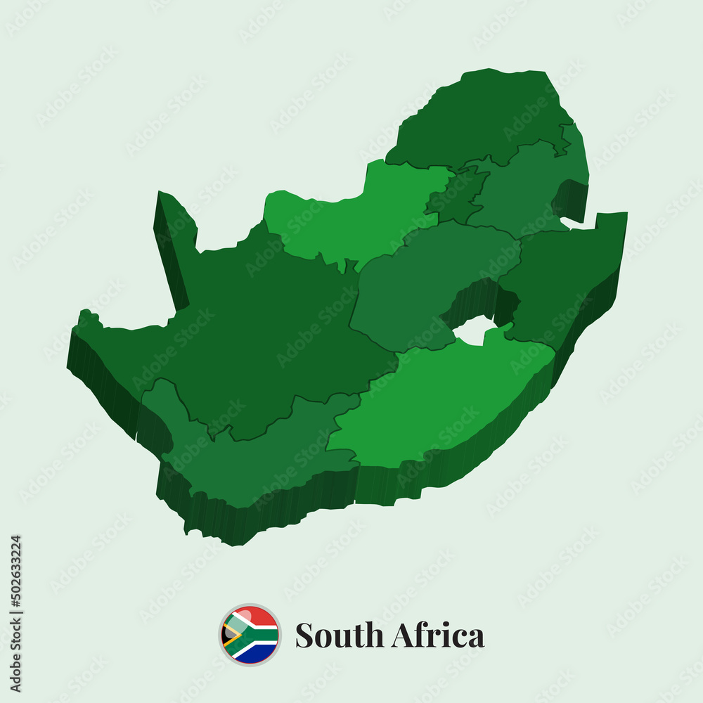 3D Map of South Africa, Vector Stock Photos Designs Stock Vector ...