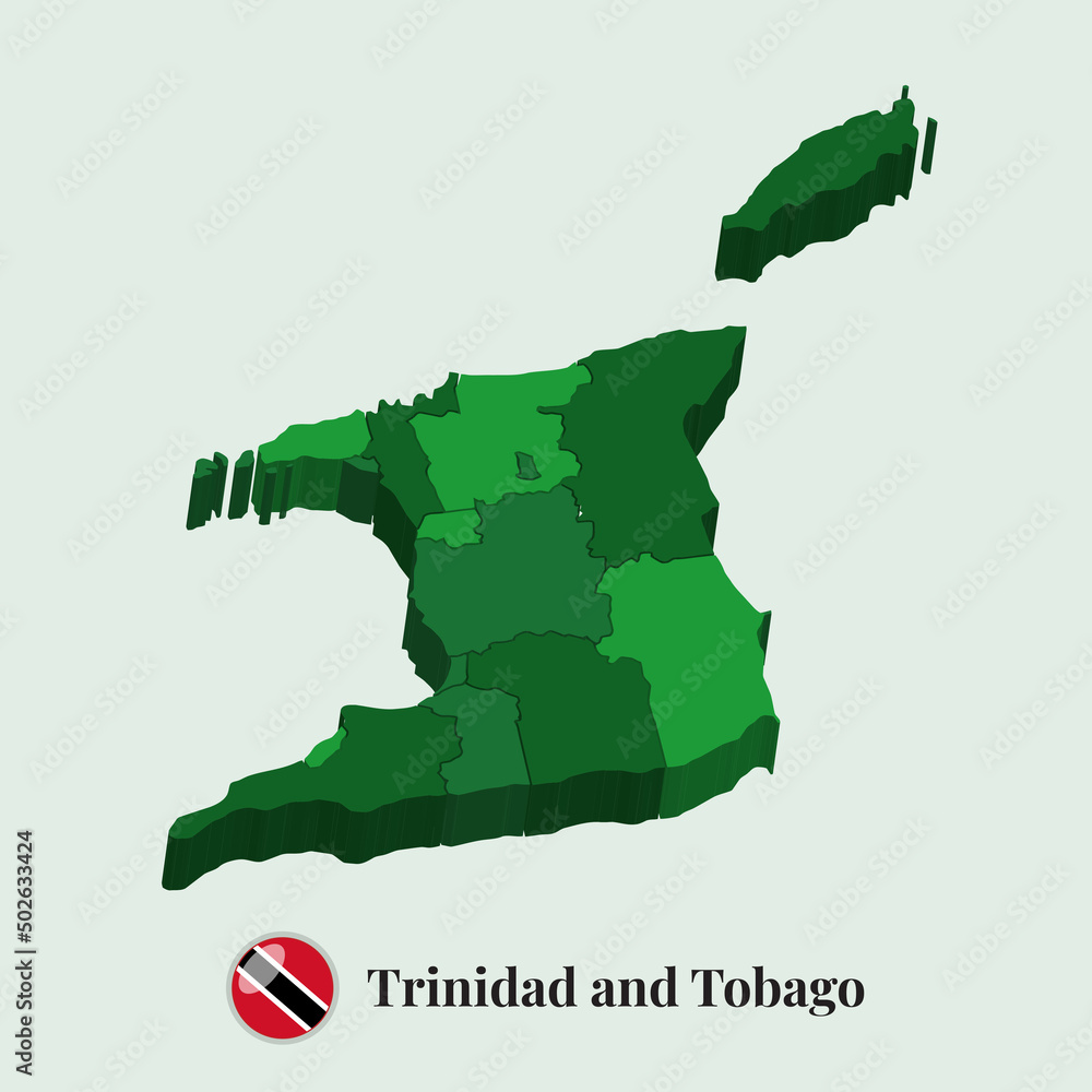3D Map of Trinidad and Tobago, Vector Stock Photos Designs Stock Vector ...