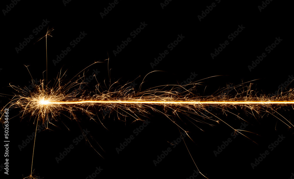 Poster Sparkler trail of light with sparks in a straight line – Wall ...