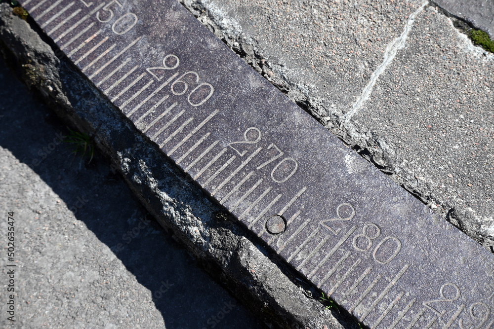 An old graduated scale for turning an artillery piece by degrees for ...