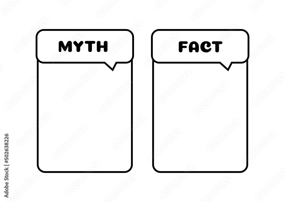 Myth and fact check list vector set. True or fiction infographic badge ...