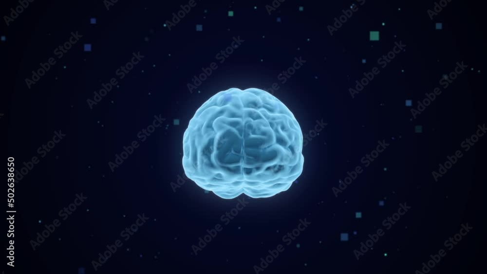 Human brain transparent scan 3D rendering, futuristic digital mind ...