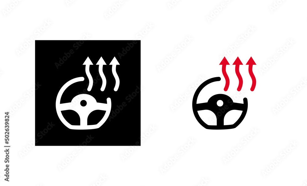 Car steering wheel heating sign icon. Car modern steering system icon ...