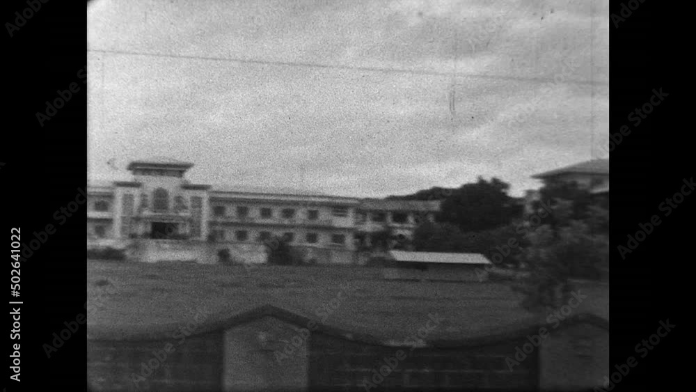 Quezon Institute 1946 - Shot of the exterior gate and hospital campus ...