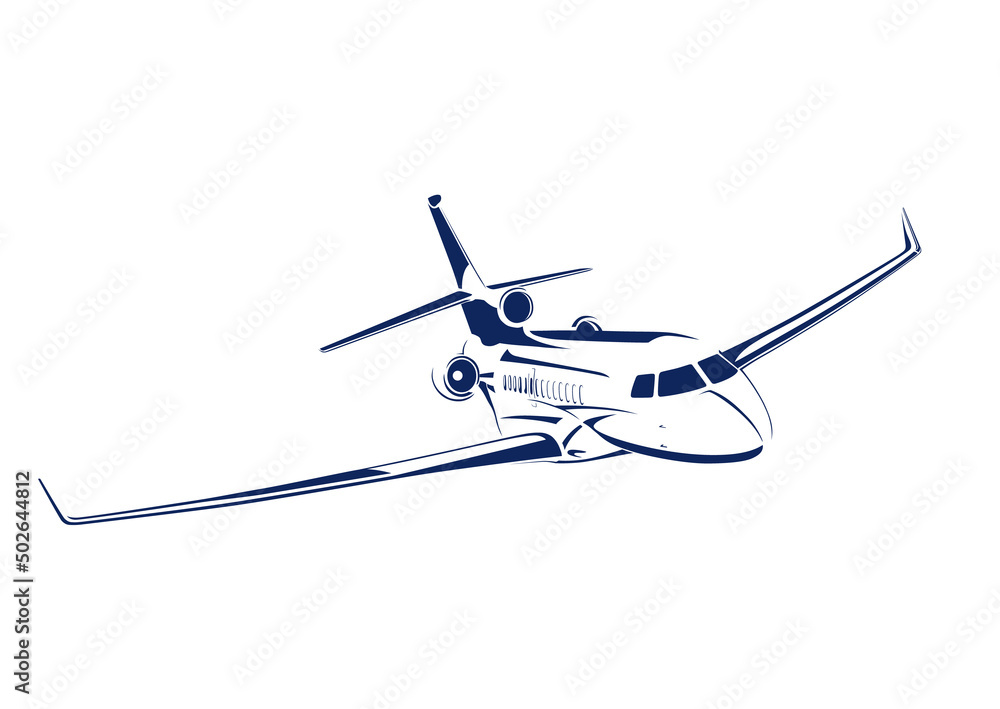 Executive long range business jet 7X flying Stock Vector | Adobe Stock