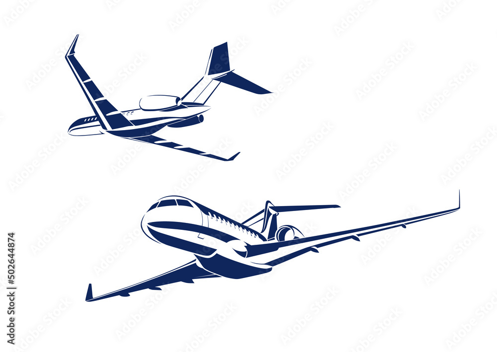 Executive long range business jet global 6500 flying Stock Vector ...