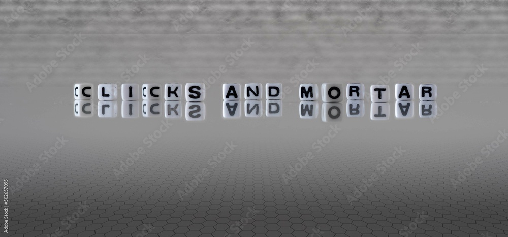 clicks and mortar word or concept represented by black and white letter ...