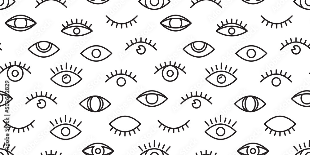 Eye vector seamless pattern, minimal character print, cute doodle ...