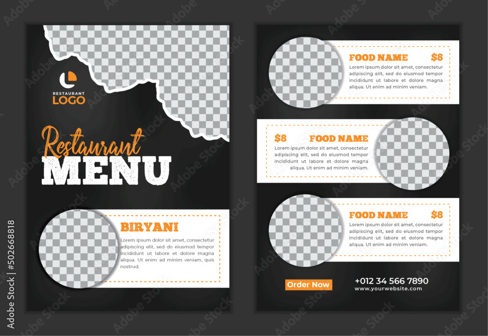 Modern restaurant or café menu fast food layout template brochure or ...