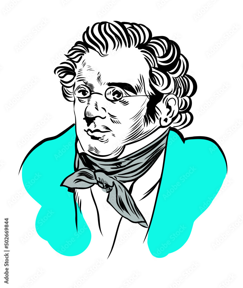 Stock vector image of portrait Franz Peter Schubert Vector isolated ...