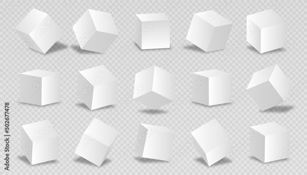 Blocks 3d modeling white. Collection of geometric shapes, set of ...