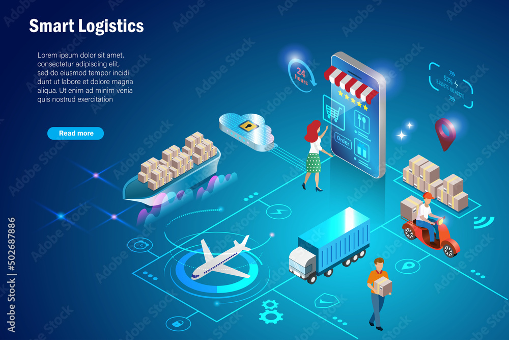 Online shopping and smart global logistics delivery system. Shipment ...