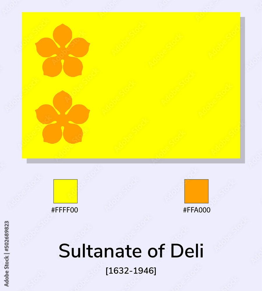 Vector Illustration of Sultanate of Deli flag isolated on light blue ...