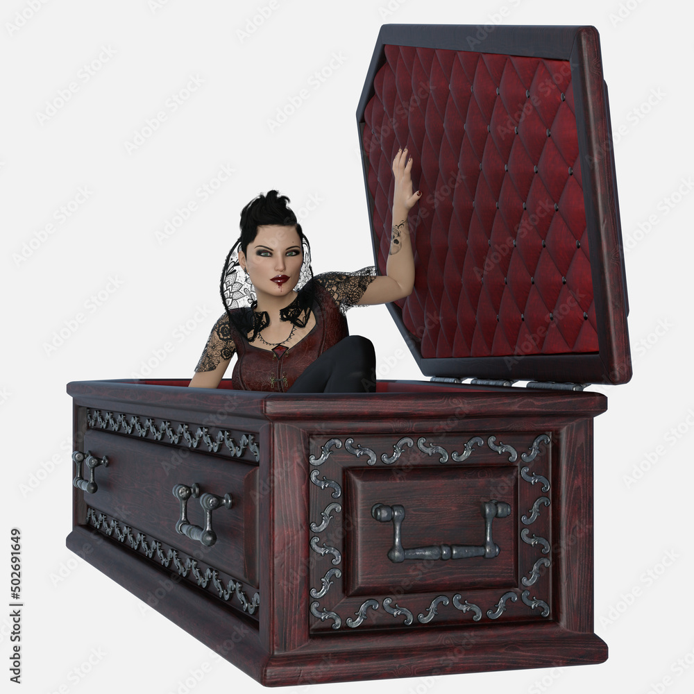 Full length portrait of Evanee, a young beautiful female woman vampire ...