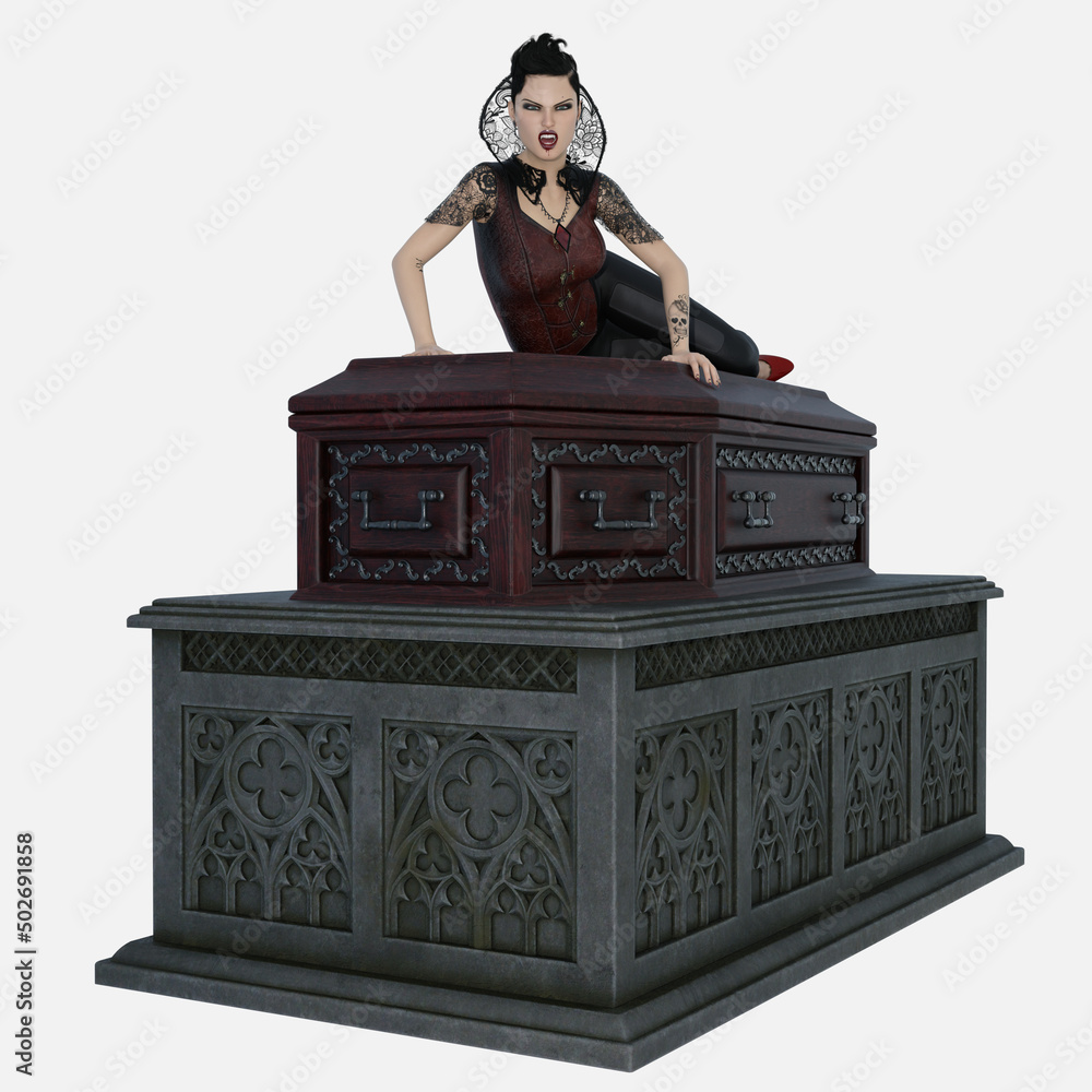 Full length portrait of Evanee, a young beautiful female woman vampire ...