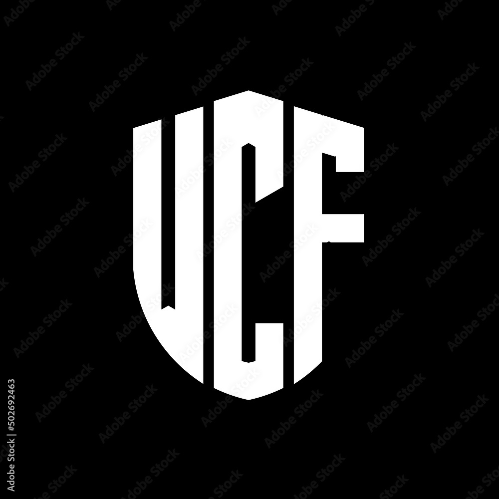 WCF letter logo design. WCF modern letter logo with black background ...