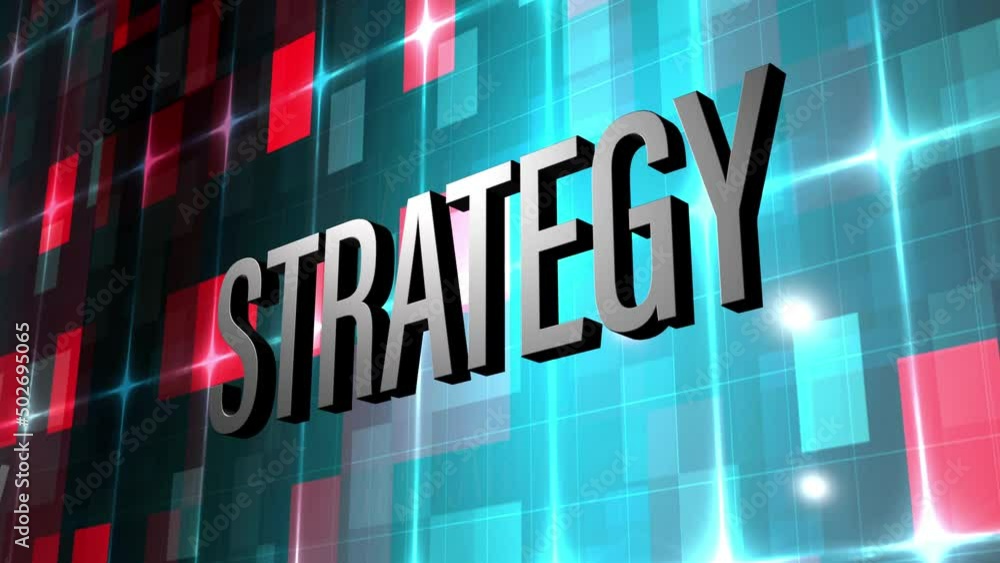 Abstract 3D Text motion word of Strategy Vision Mission Solution with ...