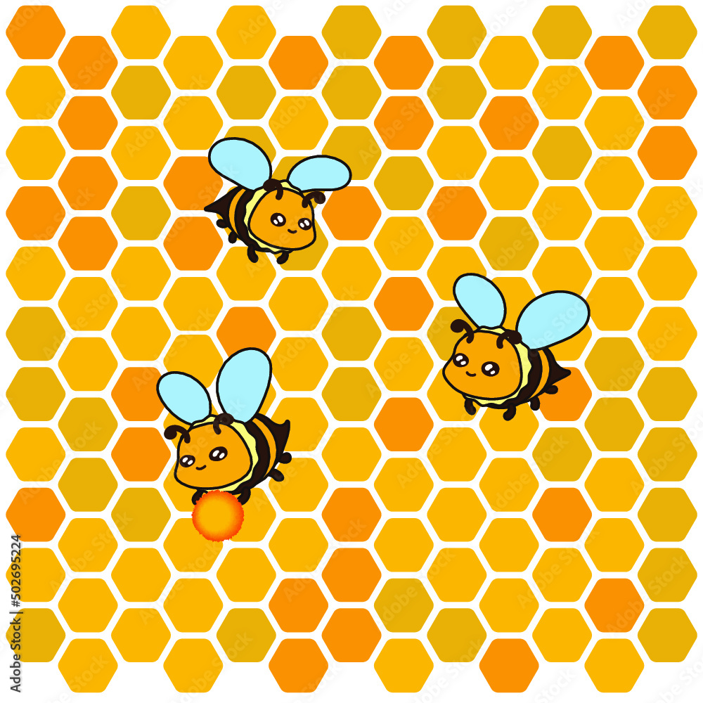 귀여운 꿀벌과 벌집 일러스트 Векторный объект Stock | Adobe Stock