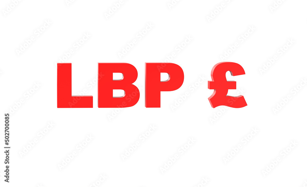 Lebanese pound currency symbol of Lebanon in Red - 3d rendering, 3d ...