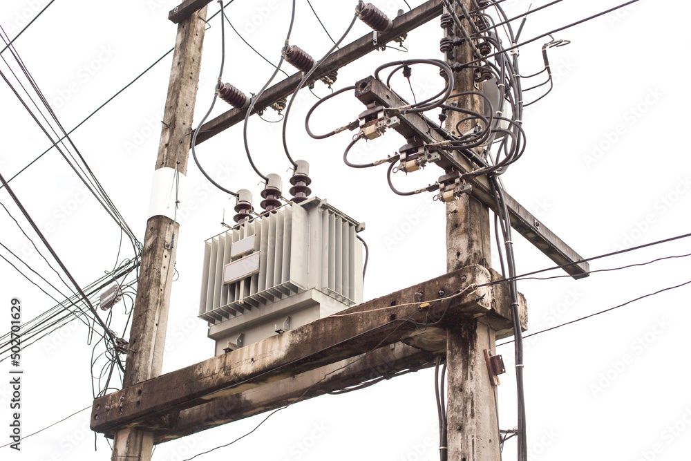AC high-voltage power transformer. Electrical energy transfer to end ...