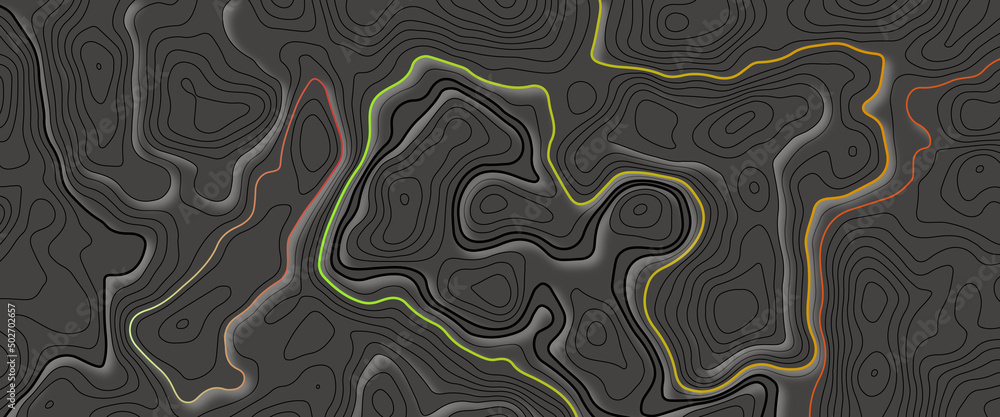 3D colorful Topographic map background concept. Topo contour map ...