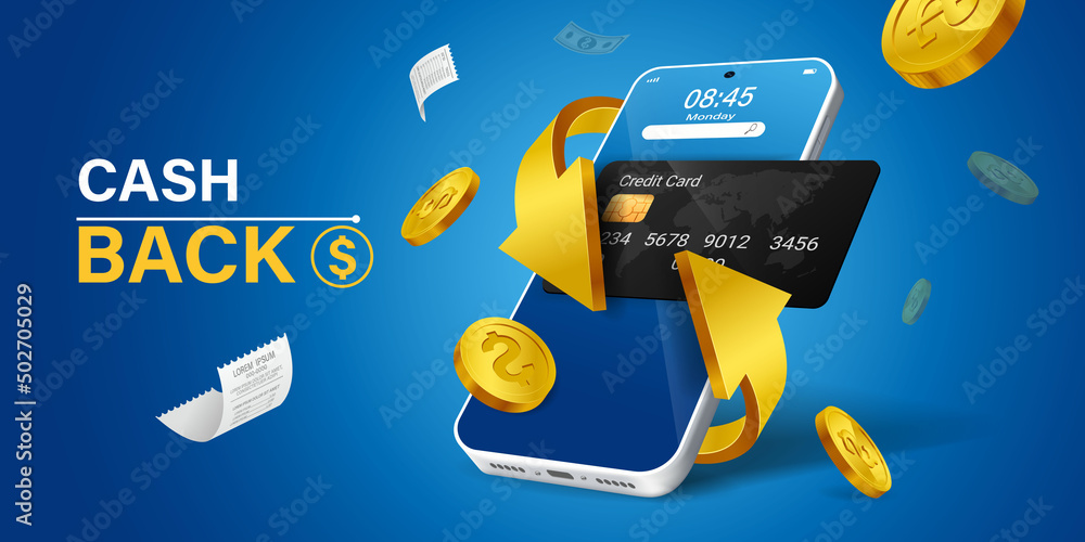 Vetor de Mobile cash back service, financial payment Smartphone mobile ...