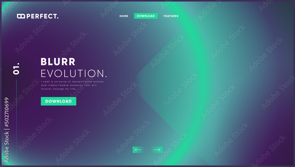 Concept of web page with futuristic tech neon gradient design. Landing ...