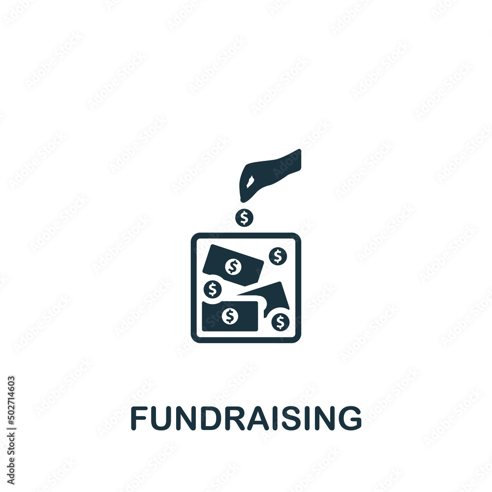 Fundraising icon. Monochrome simple Crowdfunding icon for templates ...