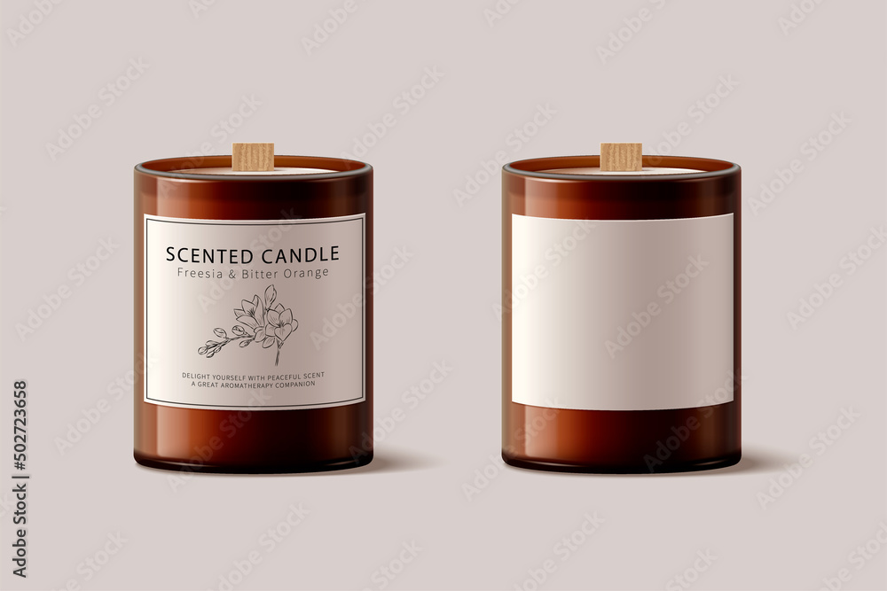 Scented candle glass mockup design vector de Stock | Adobe Stock