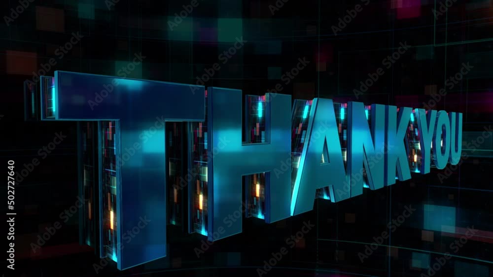 Abstract digital 3D Text animation word of Thank you with red blue ...