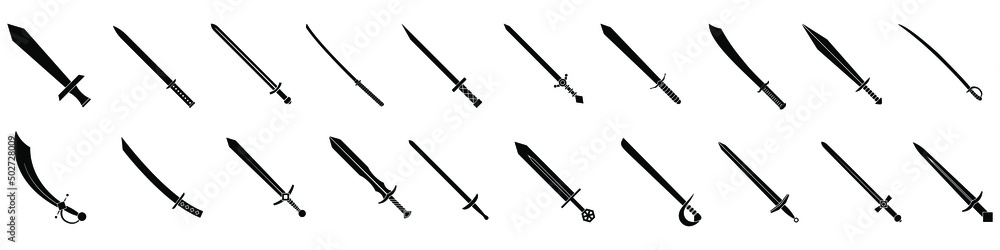 Sword icon vector set. saber illustration sign collection. weapon ...