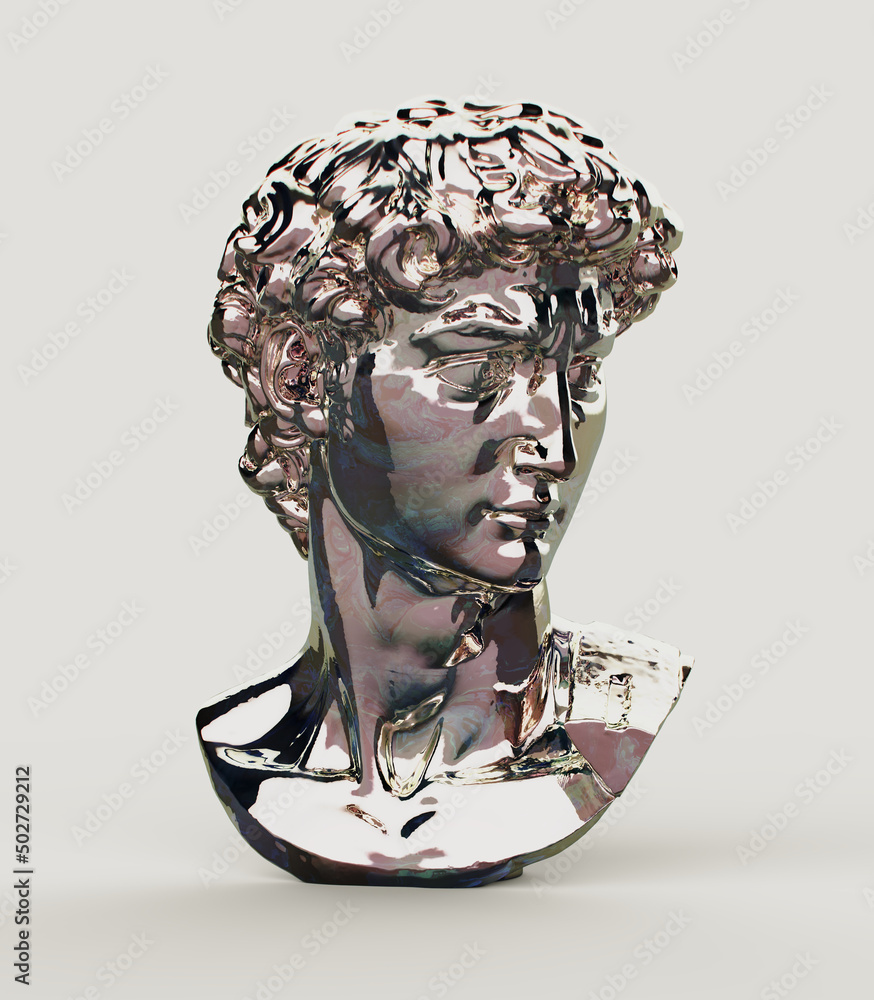 David sculpture bust, Head of statue, Silver Chrome Plated Escultura ...