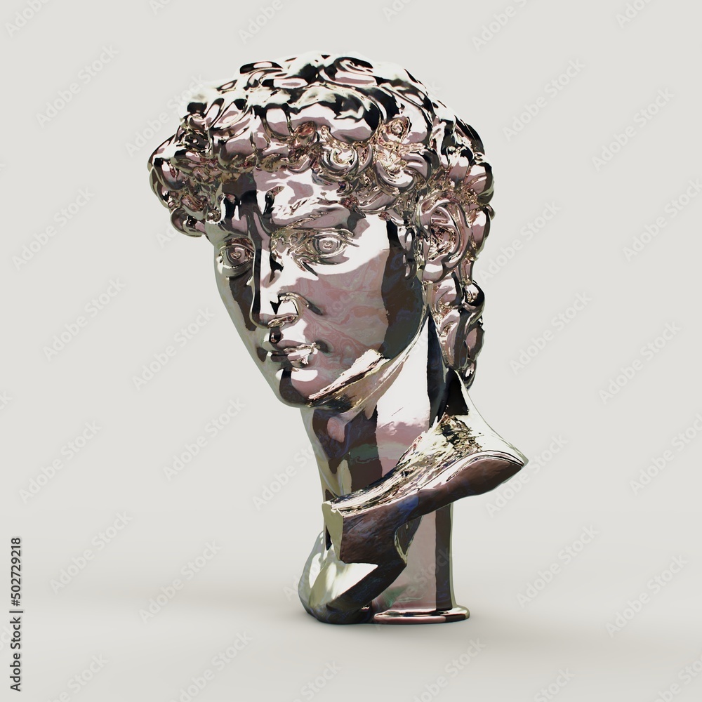 David sculpture bust, Head of statue, Silver Chrome Plated Escultura ...
