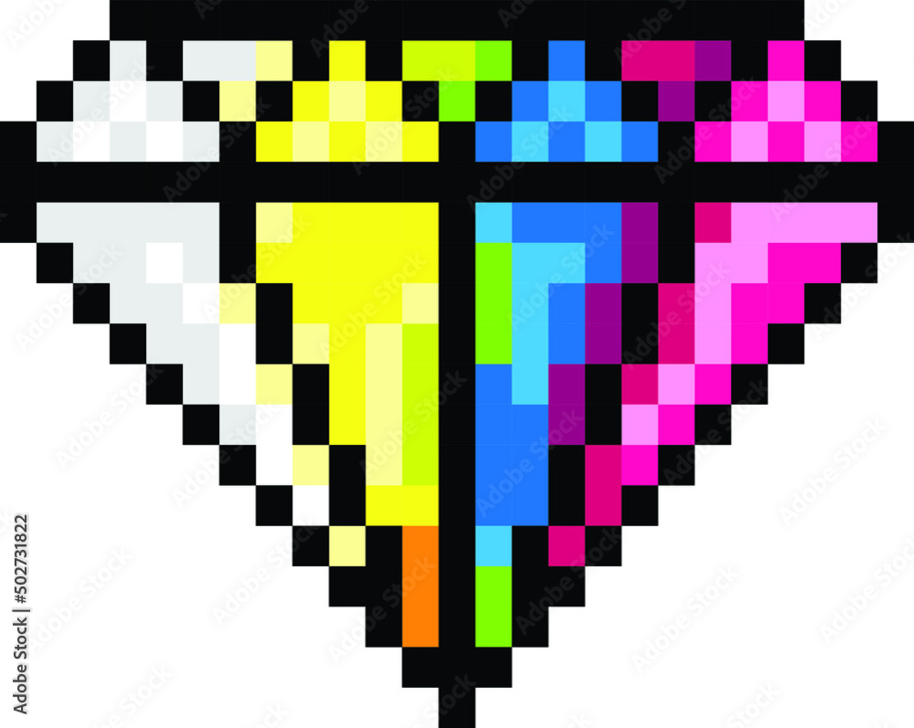 diamond Pixel Art isolated on white Background. bit icon. Vector ...