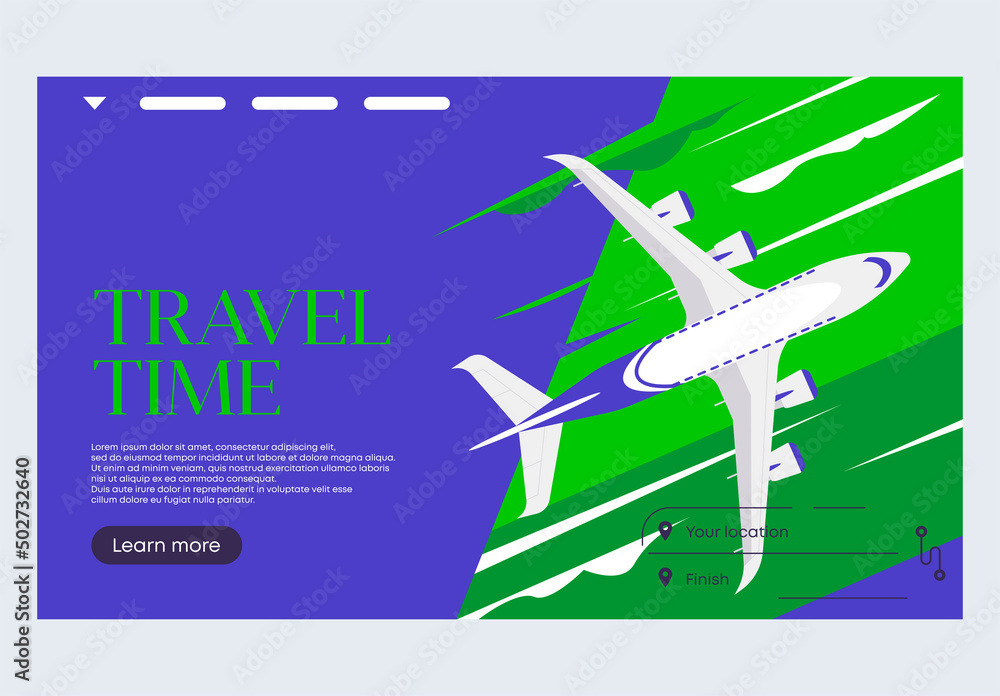 Vector illustration of a banner template for a website travel time, a ...