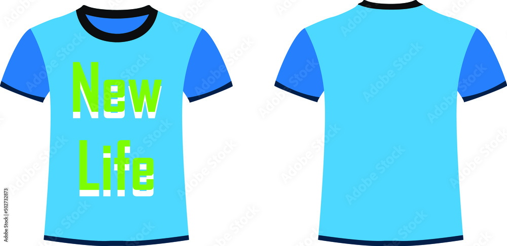 t-shirt design light blue color t-shirt front and back view Stock ...