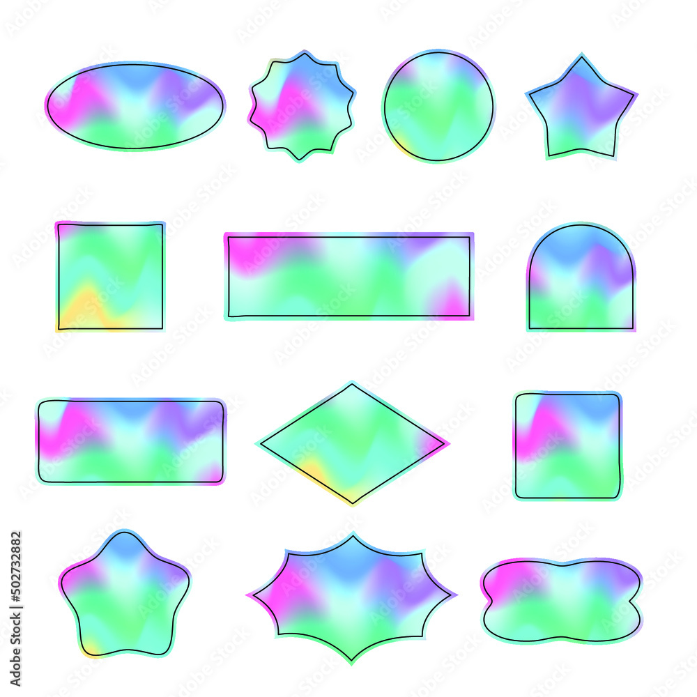 Holographic stickers. Labels with holograms of different shapes. Forms ...
