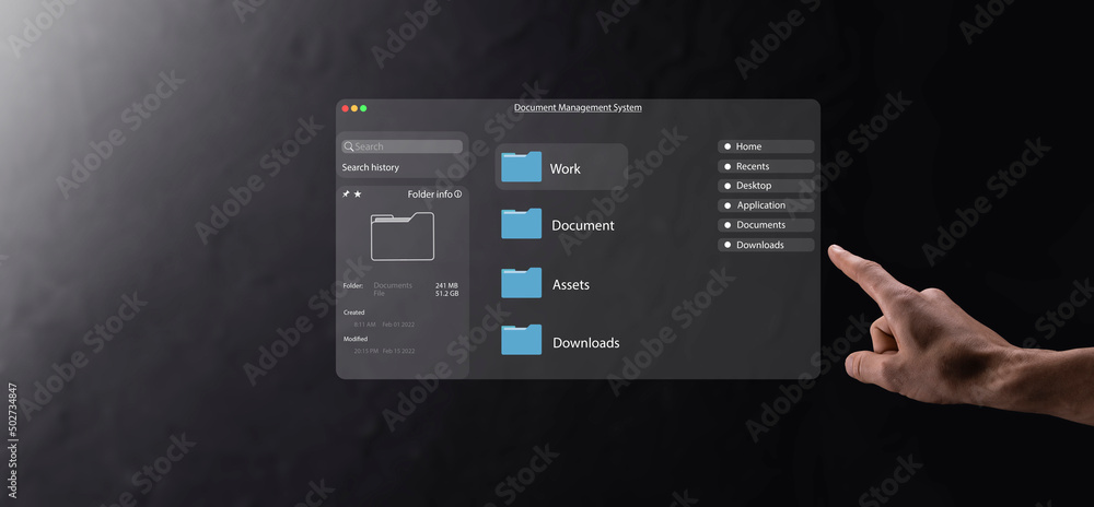 Document management concept. Virtual screen icons Document Management ...
