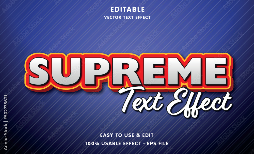 supreme editable text effect with modern and simple style, usable for ...