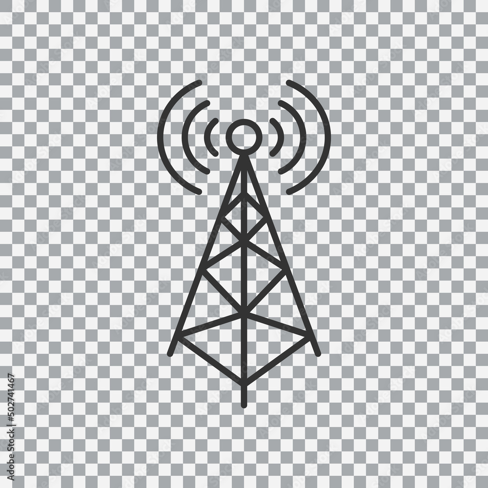 Satellite tower outline icon isolated on transparent background. GPS ...