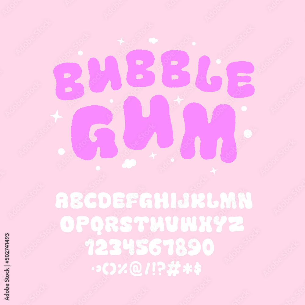 Funny Hand Drawn Alphabet for chewing gum, shampoo, mouthwash, games ...