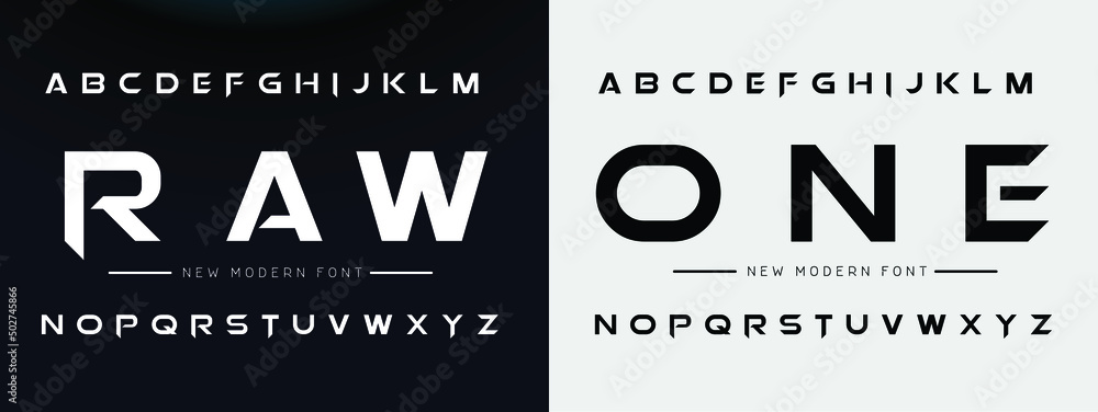 RAW ONE Minimal urban font. Typography with dot regular and number ...