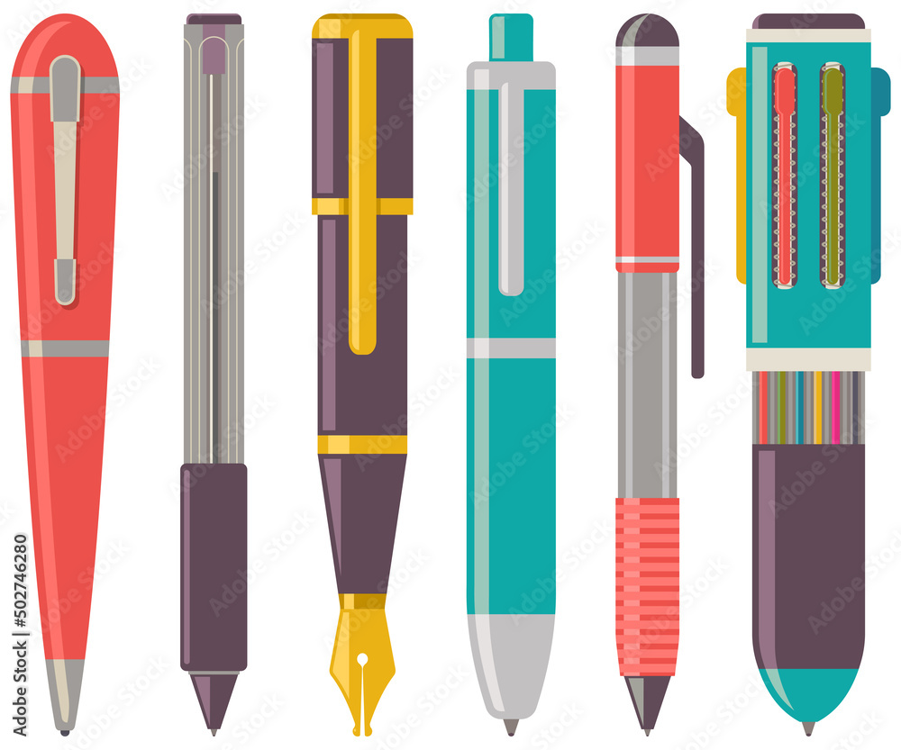 Pens vector cartoon set isolated on a white background. Stock Vector ...