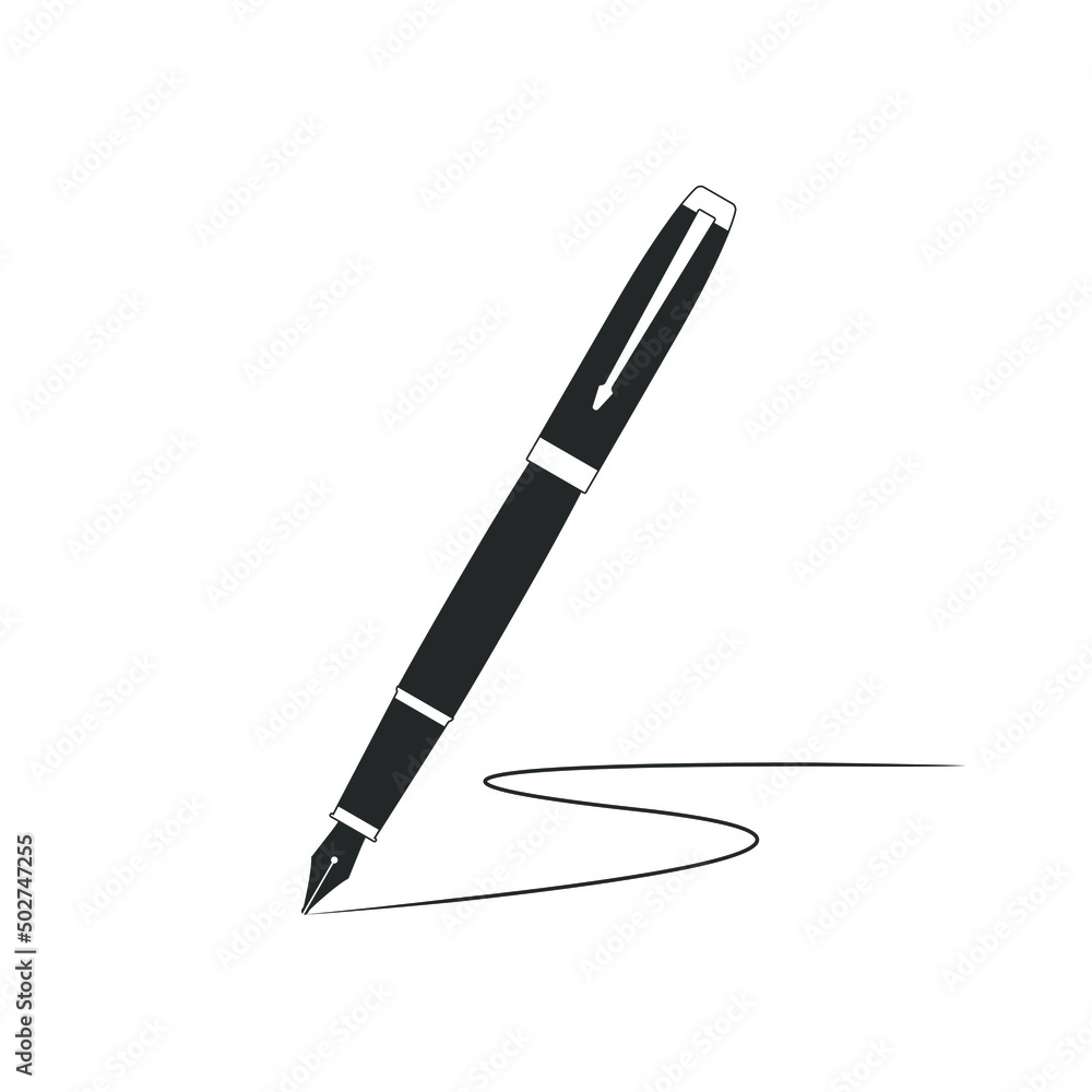 Ink pen graphic icon. Pen and line sign isolated on white background ...