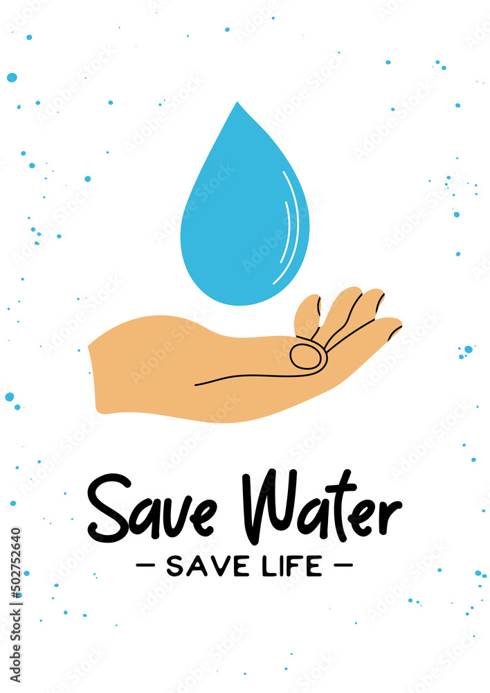 Human Hand Holding Water Drop Clipart In Flat Line Modern Style With