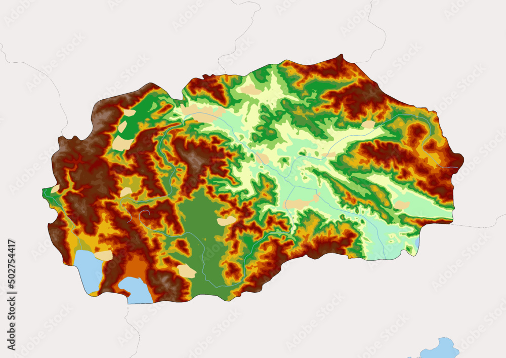 High detailed vector Republic of Macedonia physical map, topographic ...