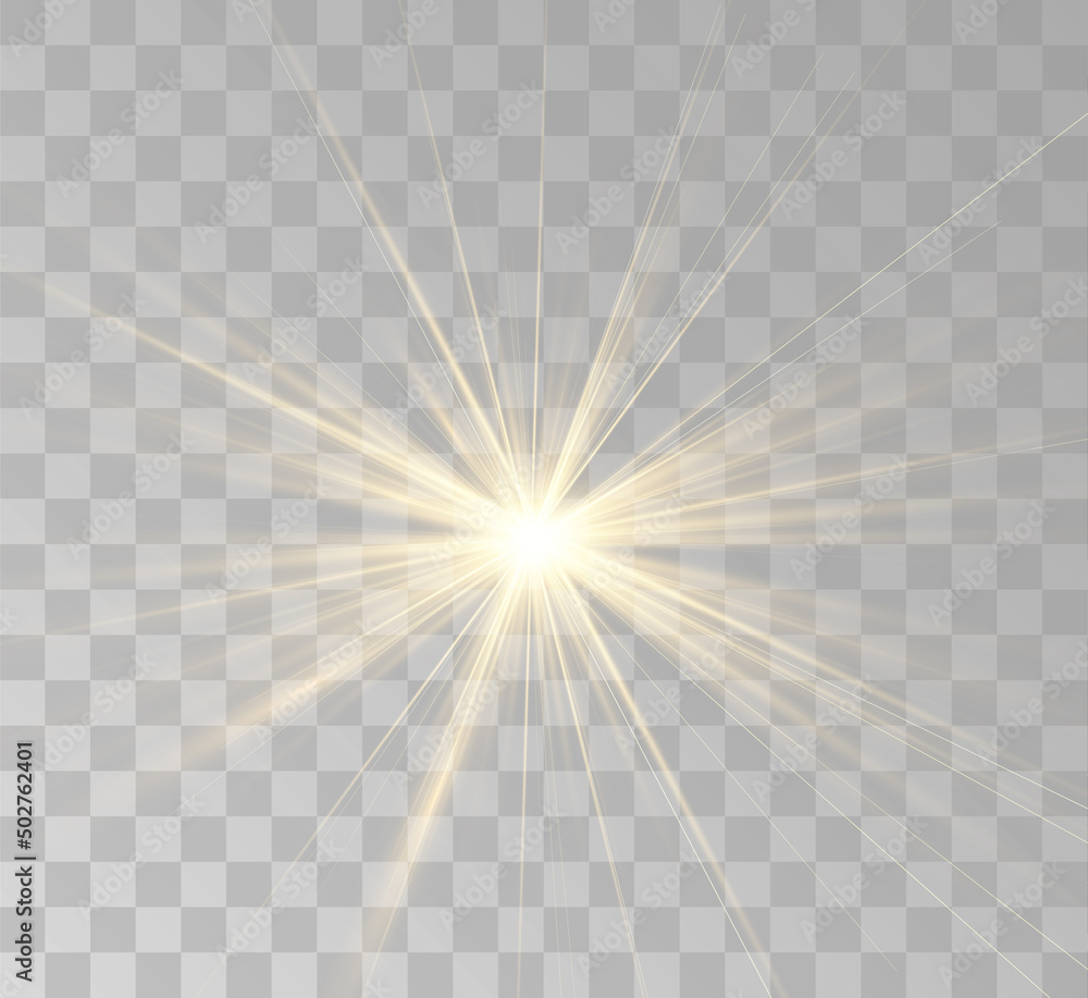 Transparent yellow sunlight special lens flash light effect. Front ...